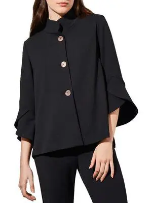 Ming Wang Crepe Jacket With Bell Sleeves Black