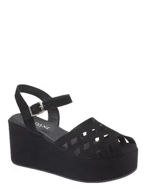 Cordani Jaymie Platform Wedge Sandal - Black Suede