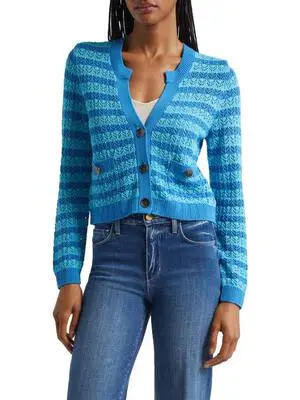 L'AGENCE Orla Stripe Pointelle Cardigan