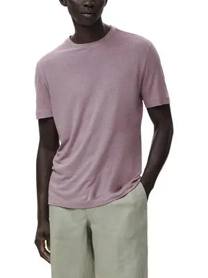 Mango Slim Fit Linen Blend T-shirt - Lilac