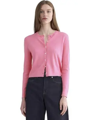 Everlane Cotton Cashmere Cropped Cardigan - Deep Pink
