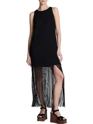 KENNETH COLE Fringe Trim Shift Dress - Black