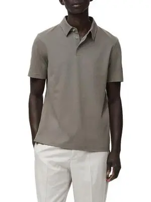 Mango Solid Cotton Blend Piqué Polo - Dark Green