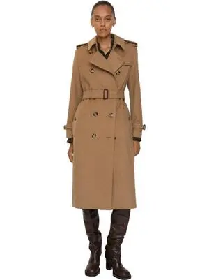 Burberry Long Cashmere Kensington Trench Coat - Camel Beige