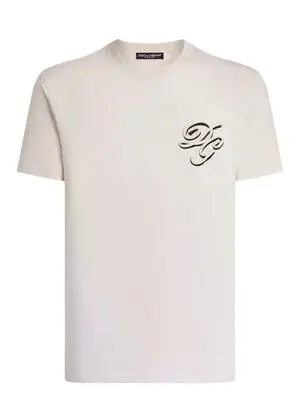 Dolce & Gabbana Logo-appliqué Crew-neck T-shirt - Neutrals