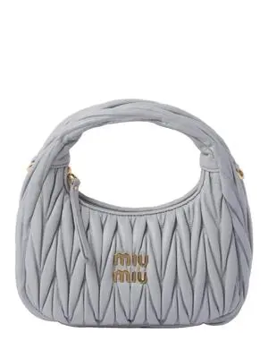 Miu Miu Matelassé Nappa Leather Hobo Bag - Pearl Gray