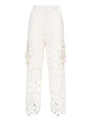 Loretta Caponi Yuna Lace Macrame Pants - Ivory