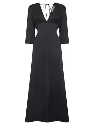 BLANCA VITA Neck-tie Flared Maxi Dress - Blue
