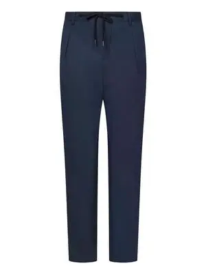 FRANZESE COLLECTION Stefano De Martino Pleated Drawstring Trousers - Blue