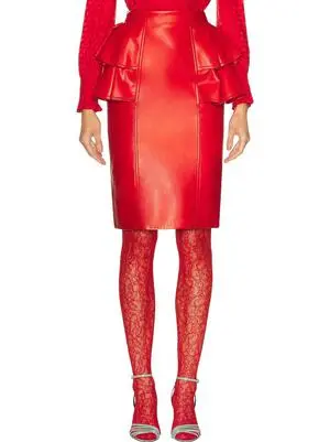 Valentino Garavani Leather Flared Skirt - Rosso
