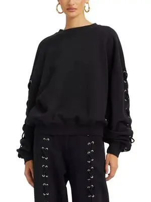 ROTATE BY BIRGER CHRISTENSEN Organic Cotton Lace-Up Sleeve Sweatshirt