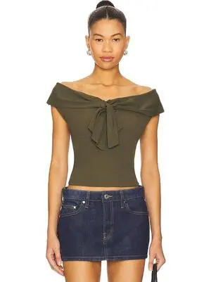 Line & Dot Parcie Top - Olive