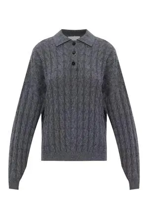 LISA YANG Cable-knit Polo-neck Jumper - Grey