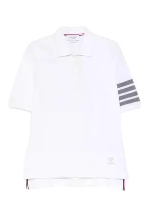 Thom Browne Four-stripe Cotton Polo Shirt - White