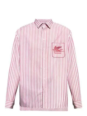 Etro Striped Embroidered-logo Shirt - Red