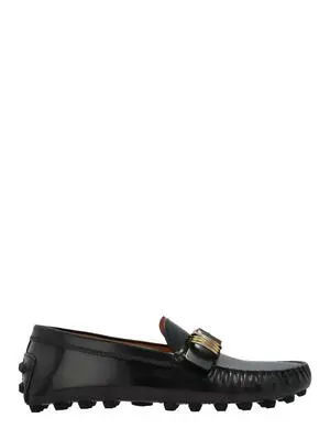 TOD'S Leather Buckle Loafers - Black