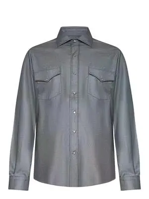 FRANZESE COLLECTION Yoke Patch-pocket Shirt - Grey
