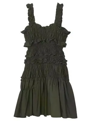 Cecilie Bahnsen Smocked Ruffled Dress - Green