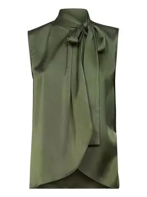 BLANCA VITA Lavallière-collar Top - Green