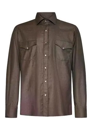 FRANZESE COLLECTION Yoke Flap-pocket Shirt - Brown
