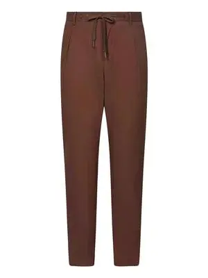 FRANZESE COLLECTION Pleated Drawstring Trousers - Brown