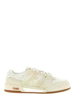 Fendi Ff-jacquard Low-top Sneakers - Neutrals