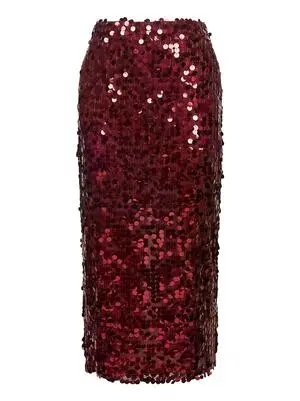 BLANCA VITA Sequin-embroidered Midi Skirt - Red