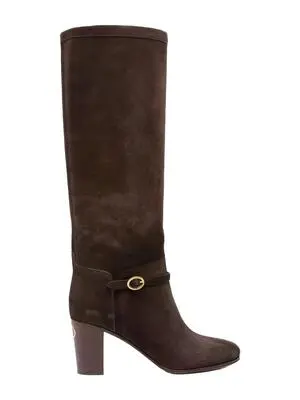 Valentino Garavani 70mm Buckle-detail Suede Boots - Brown