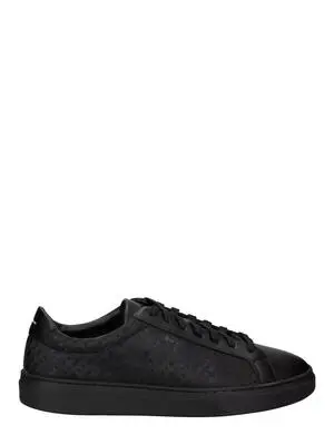 BOSS Patterned Leather Sneakers - Black