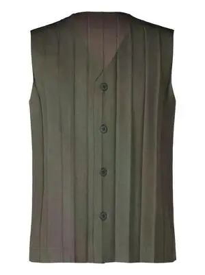 Issey Miyake Pleated Button-front Vest - Brown