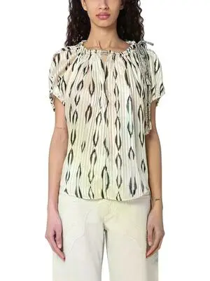 Isabel Marant Graphic-pattern Pleated Blouse - Neutrals