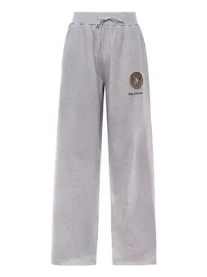 Balenciaga Logo-embroidered Drawstring Track Pants - Grey