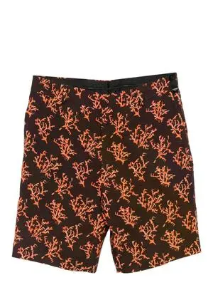 Fendi Coral-print Linen Shorts - Brown