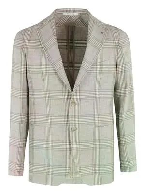 Tagliatore Checked Linen Jacket - Grey
