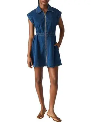 Steve Madden Tucker Cap-sleeve Denim Minidress - Dark Blue