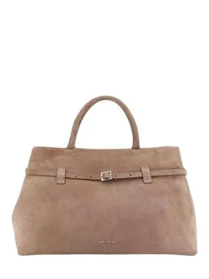 Manu Atelier Le Cambon 35 Suede Handbag - Neutrals