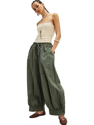 Free People Pull-on Balloon Pants - Olive Leaves