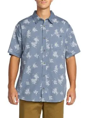 BILLABONG Sundays Print Short Sleeve Button-up Shirt - Steel Blue