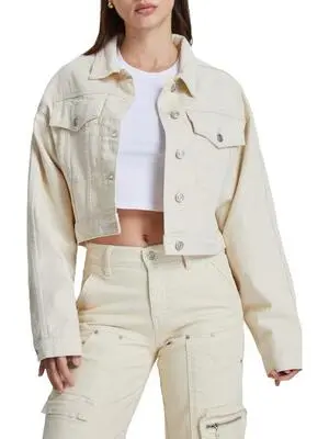 BAYEAS Crop Denim Trucker Jacket - Natural