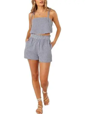 PETAL & PUP Gingham Camisole And Shorts Set - Navy Gingham