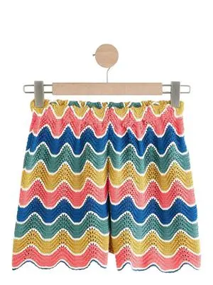 NEXT Stripe Crochet Cotton Shorts - Blue Multi