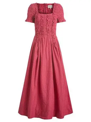 DAMSON MADDER Raphaela Ruffle Midi Dress - Berry