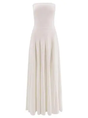 Alaïa Linen Blend Maxi Dress - White