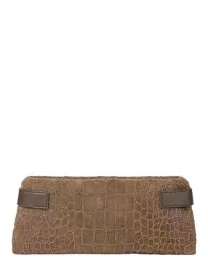 Brunello Cucinelli Essence Crocodile-embossed Clutch - Brown