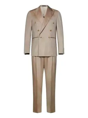 FRANZESE COLLECTION Double-breasted Wool Suit - Brown