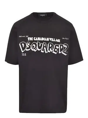 Dsquared2 Skater Fit Canadian Village Logo T-shirt - Black