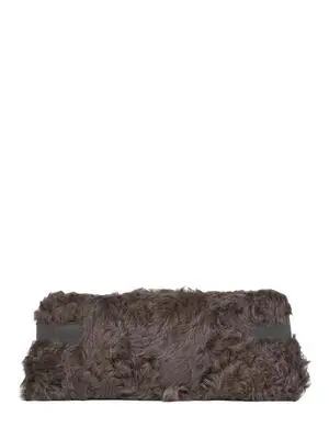 Brunello Cucinelli Wavy Shearling Clutch - Brown