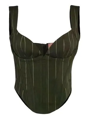 LA SEMAINE Pinstripe Corset Top - Green