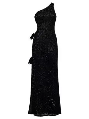 LA SEMAINE Sequin One-shoulder Gown - Black
