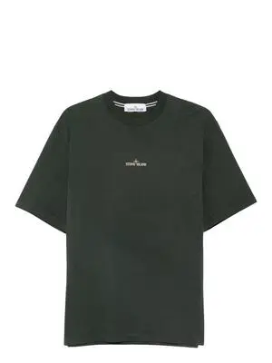 Stone Island Logo-embroidered Cotton T-shirt - Green